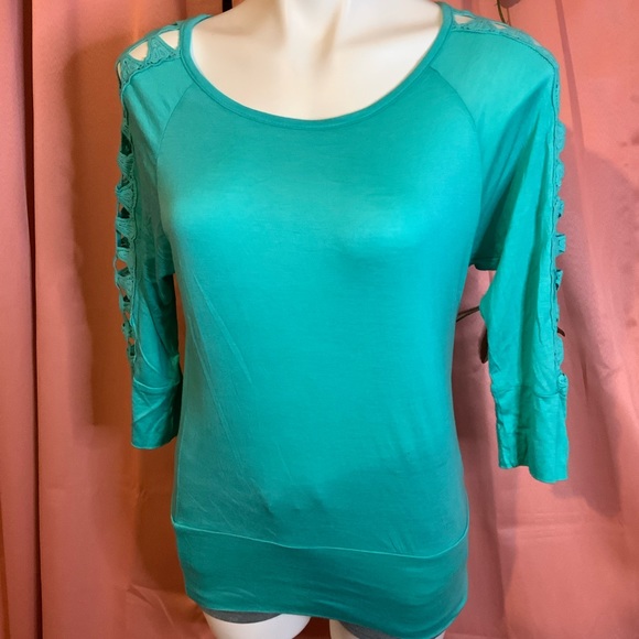 Tops | Turquoise Half Sleeve Top | Poshmark